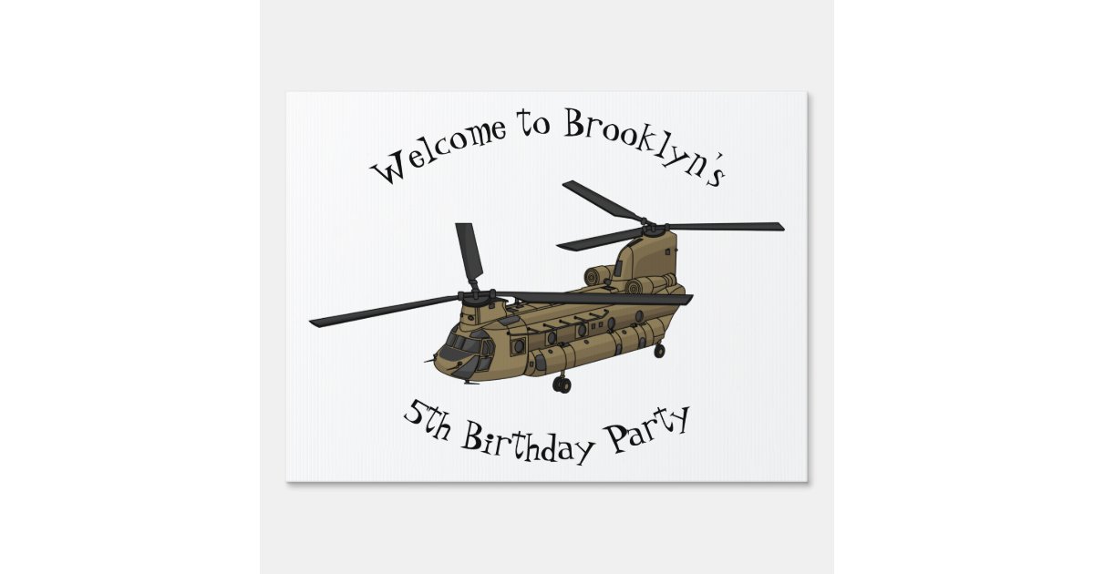 Chinook military helicopter illustration sign | Zazzle