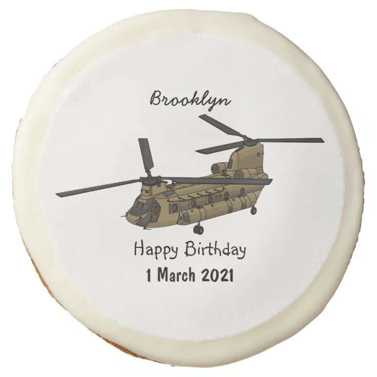 Chinook military helicopter illustration sugar cookie | Zazzle