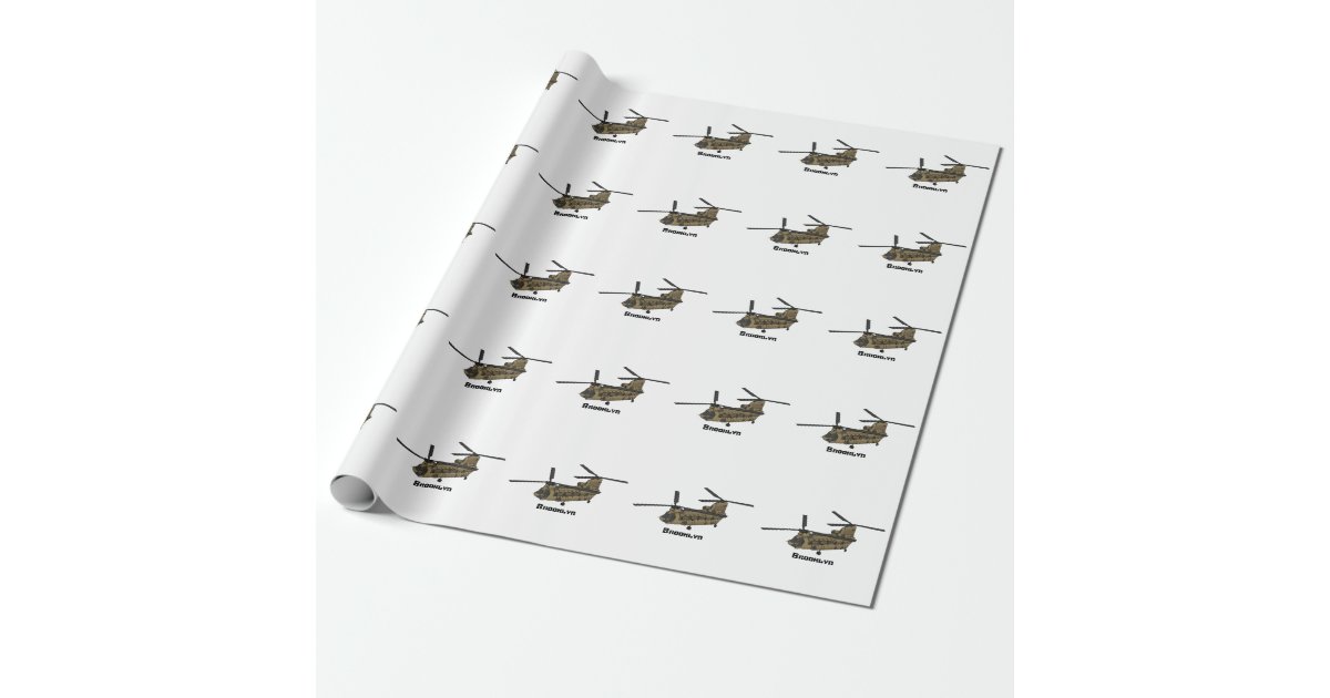 Chinook military helicopter illustration wrapping paper | Zazzle
