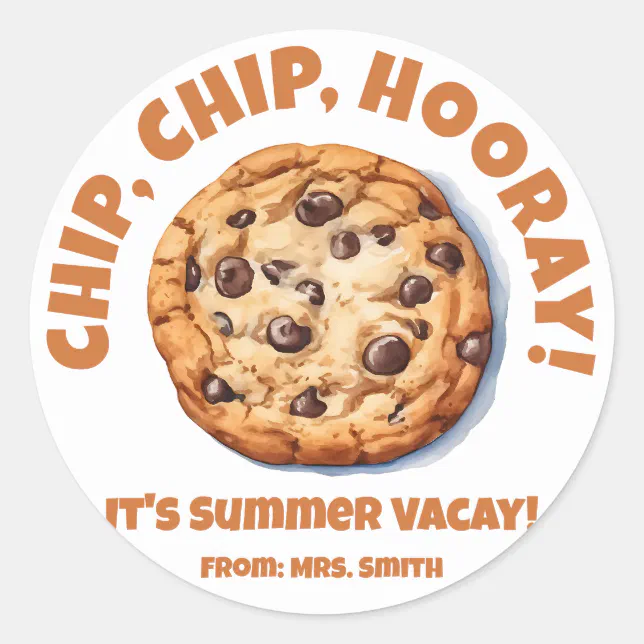 Chip, Chip, Hooray! Chocolate Chip Cookie Classic Round Sticker | Zazzle