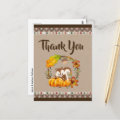 Chipmunk and Pumpkins Fall Rustic Thank You Postcard | Zazzle