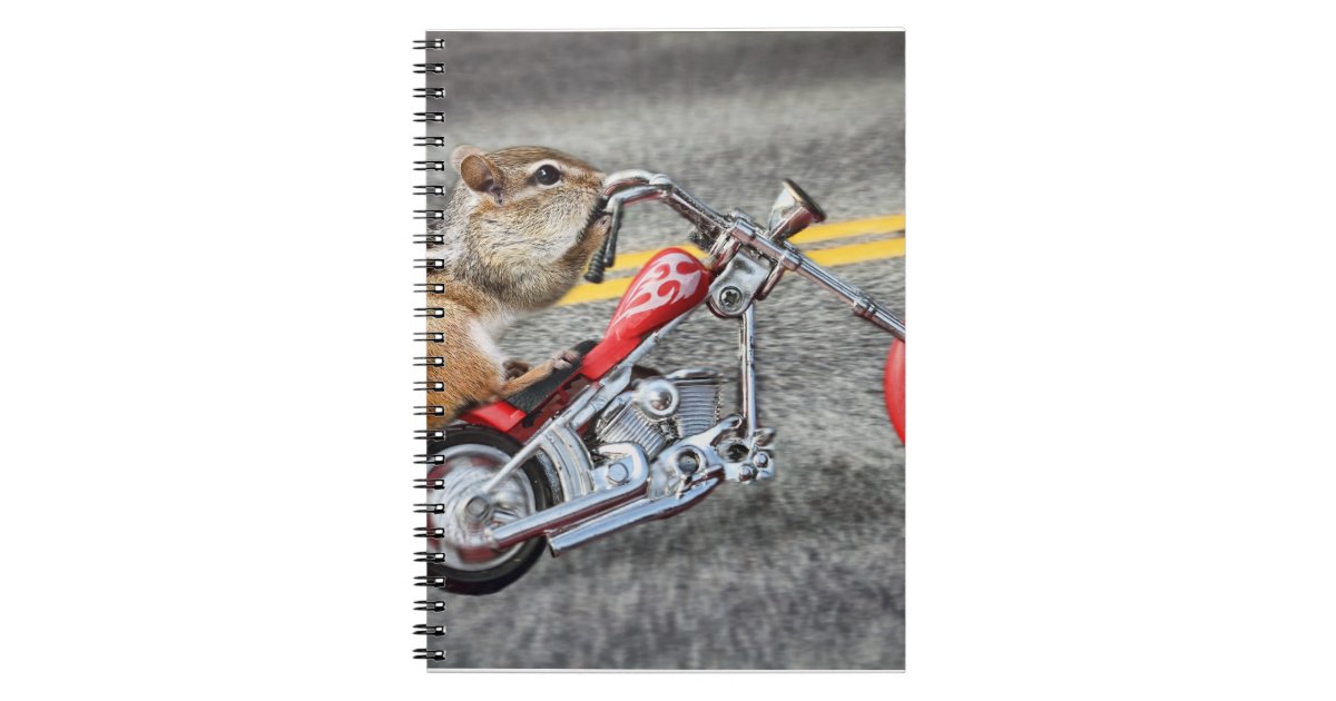 Chipmunk Biker Riding a Motorcycle Notebook | Zazzle