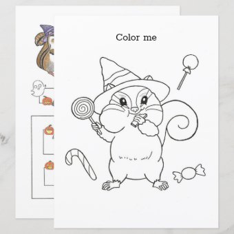 Chipmunk Halloween Coloring Pages & Maze Sheet | Zazzle