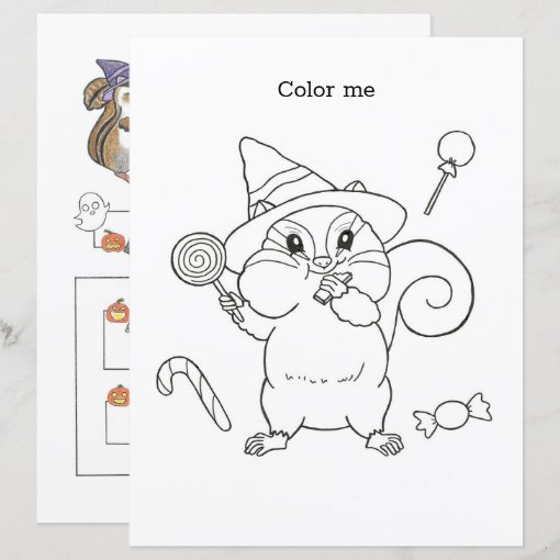 Chipmunk Halloween Coloring Pages & Maze Sheet | Zazzle