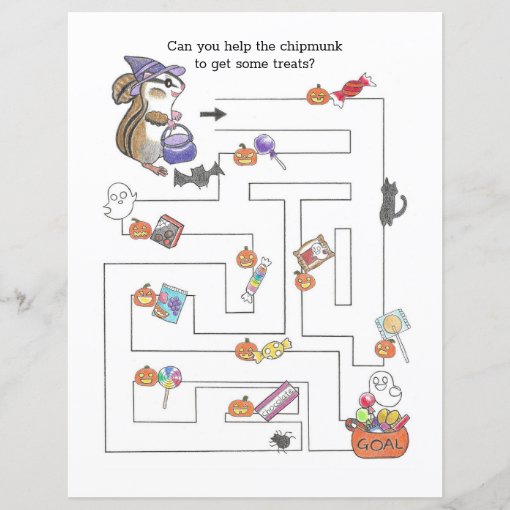 Chipmunk Halloween Coloring Pages & Maze Sheet | Zazzle