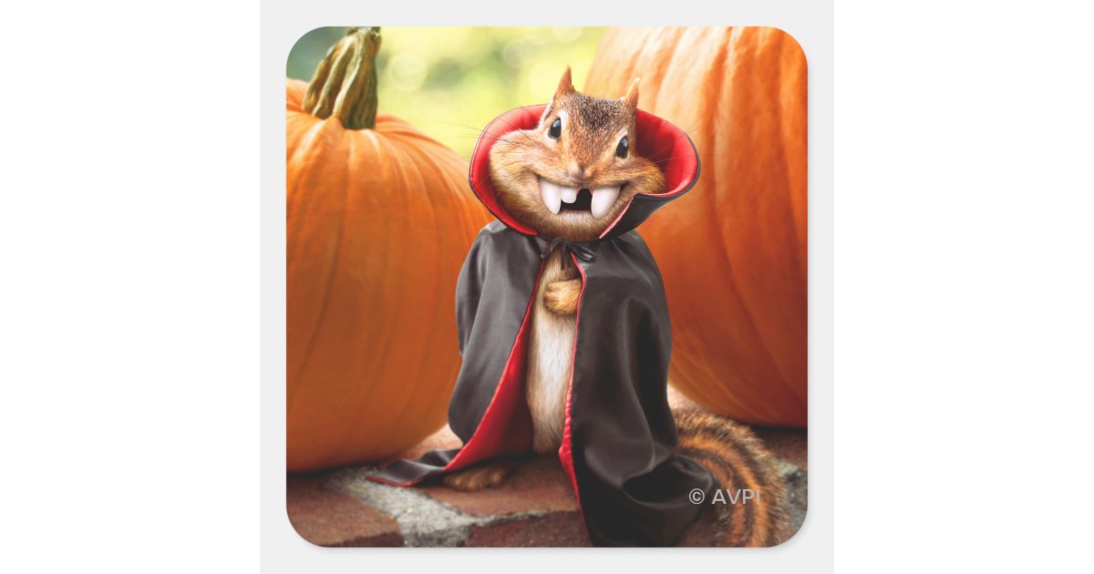 Chipmunk Vampire Square Sticker | Zazzle