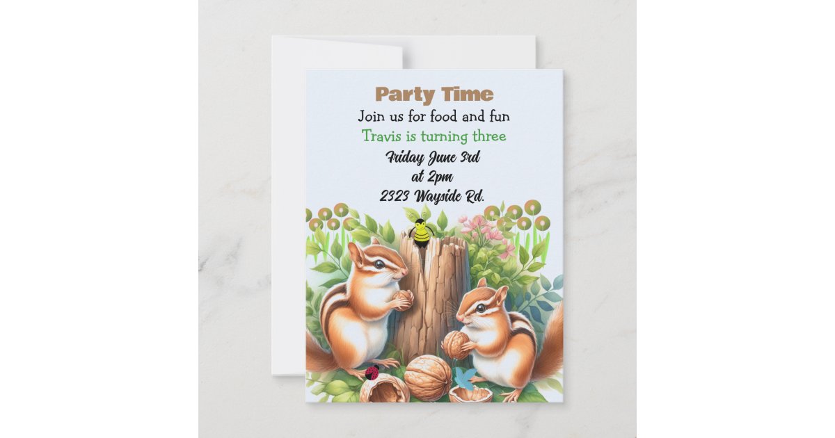 Chipmunks and Friends Birthday Party Invitation | Zazzle