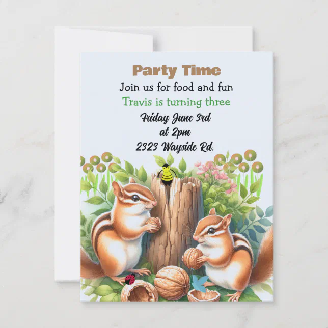 Chipmunks and Friends Birthday Party Invitation | Zazzle