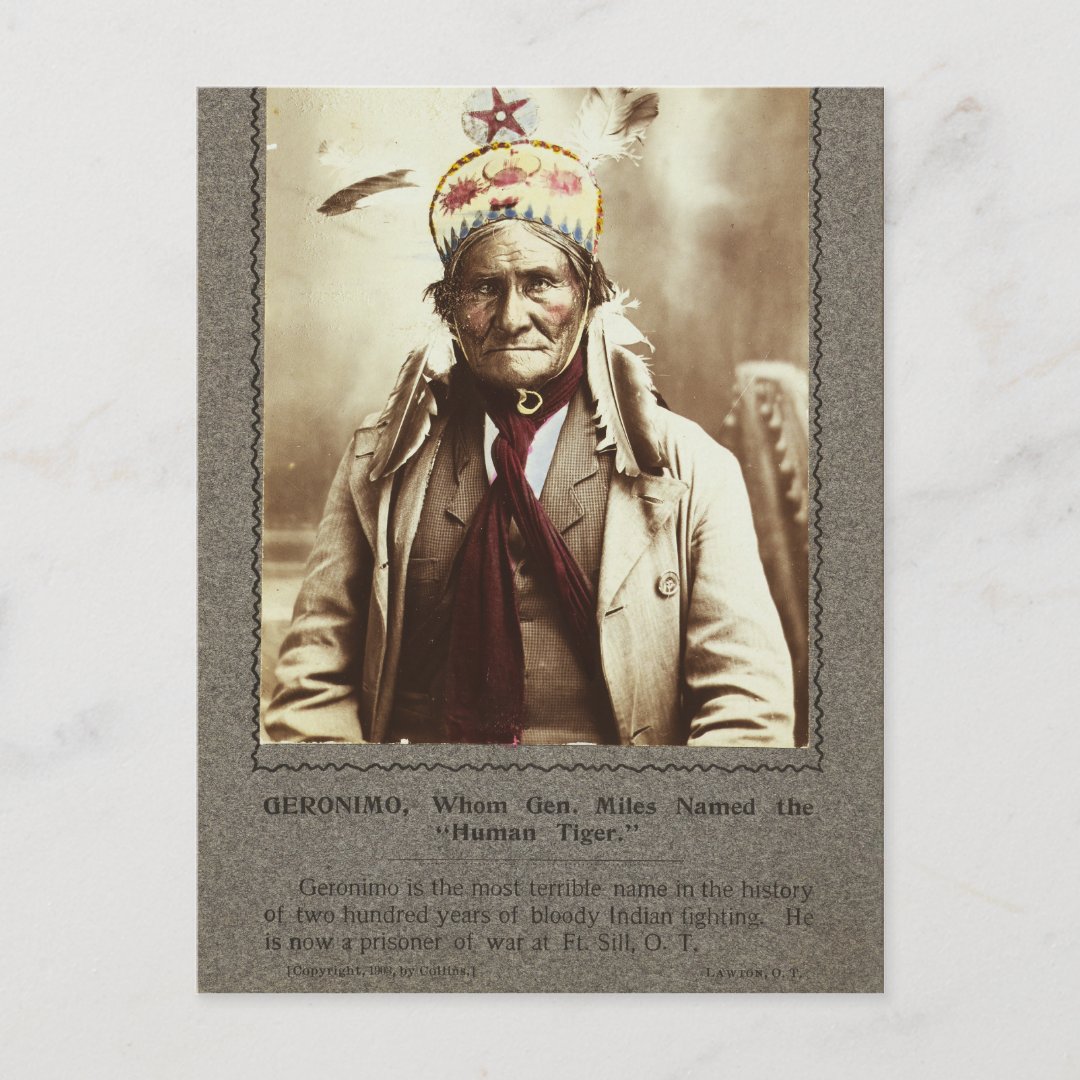 Chiricahua Apache Indian Leader Geronimo Portrait Postcard | Zazzle