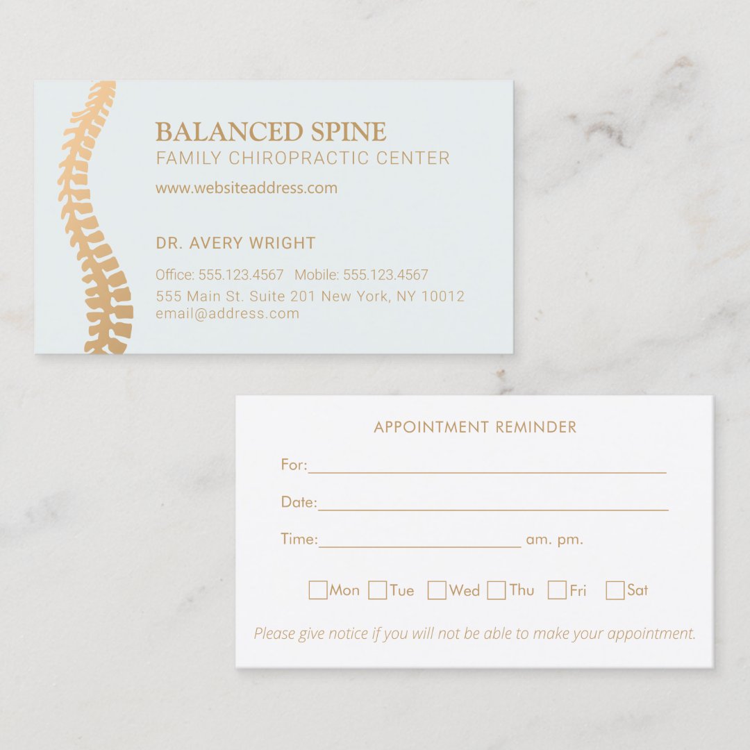 Chiropractic Chiropractor Appointment Reminder Bus Business Card | Zazzle