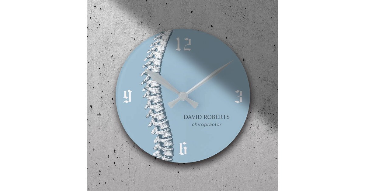 Chiropractic Chiropractor Spine Anatomy Art Blue Round Clock | Zazzle