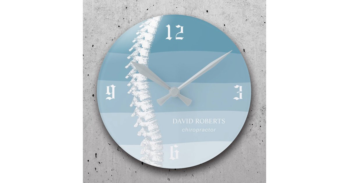 Chiropractic Chiropractor Spine Therapist Blue Round Clock | Zazzle