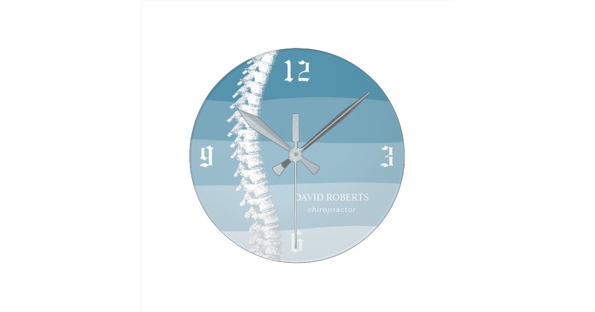 Chiropractic Chiropractor Spine Therapist Blue Round Clock | Zazzle.com