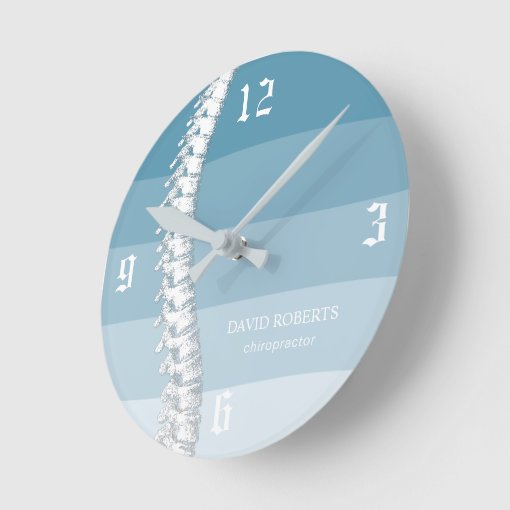 Chiropractic Chiropractor Spine Therapist Blue Round Clock | Zazzle