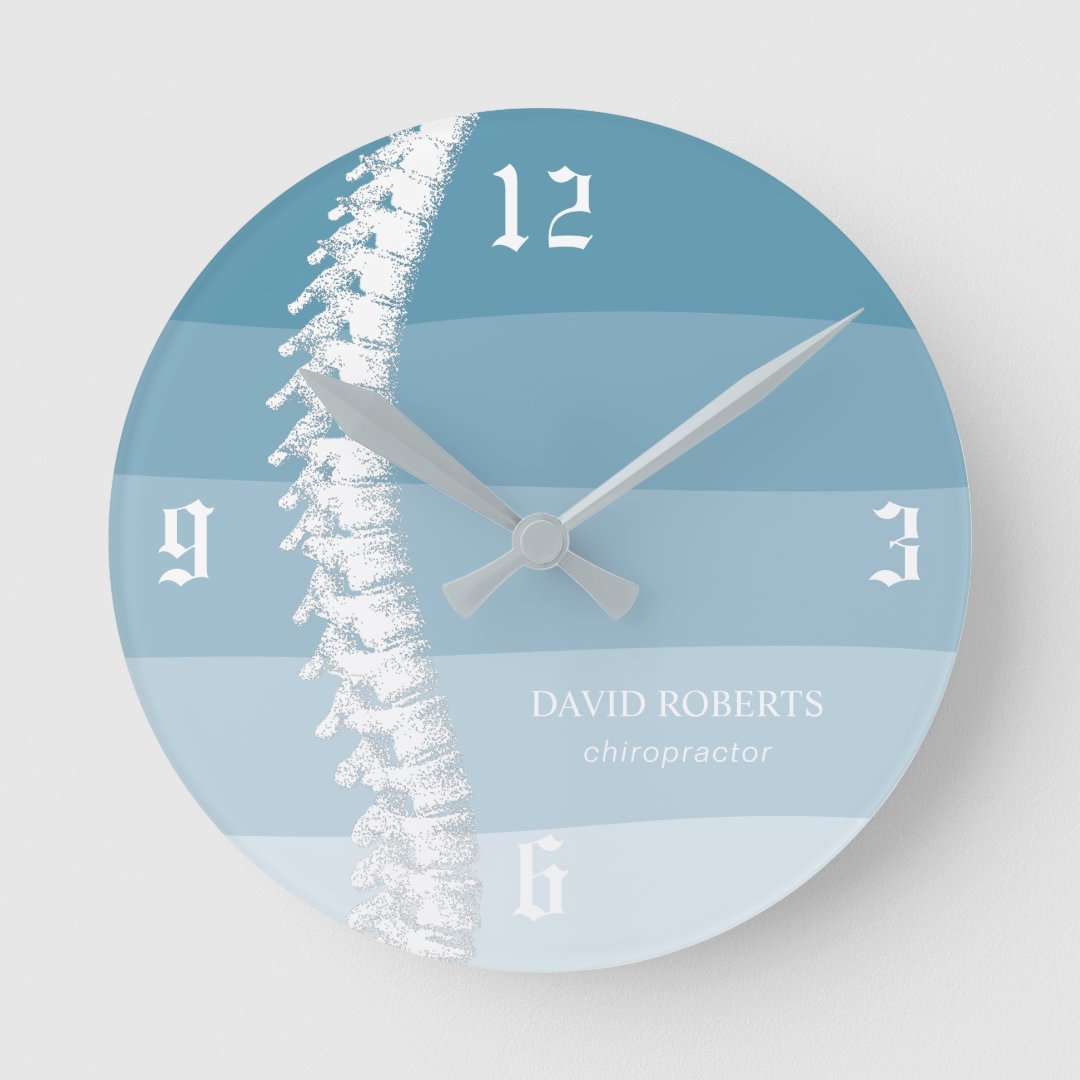 Chiropractic Chiropractor Spine Therapist Blue Round Clock | Zazzle