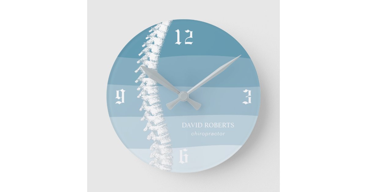 Chiropractic Chiropractor Spine Therapist Blue Round Clock | Zazzle