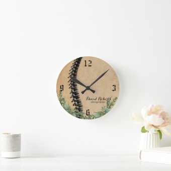 Chiropractic Chiropractor Spine Therapist Vintage Round Clock | Zazzle