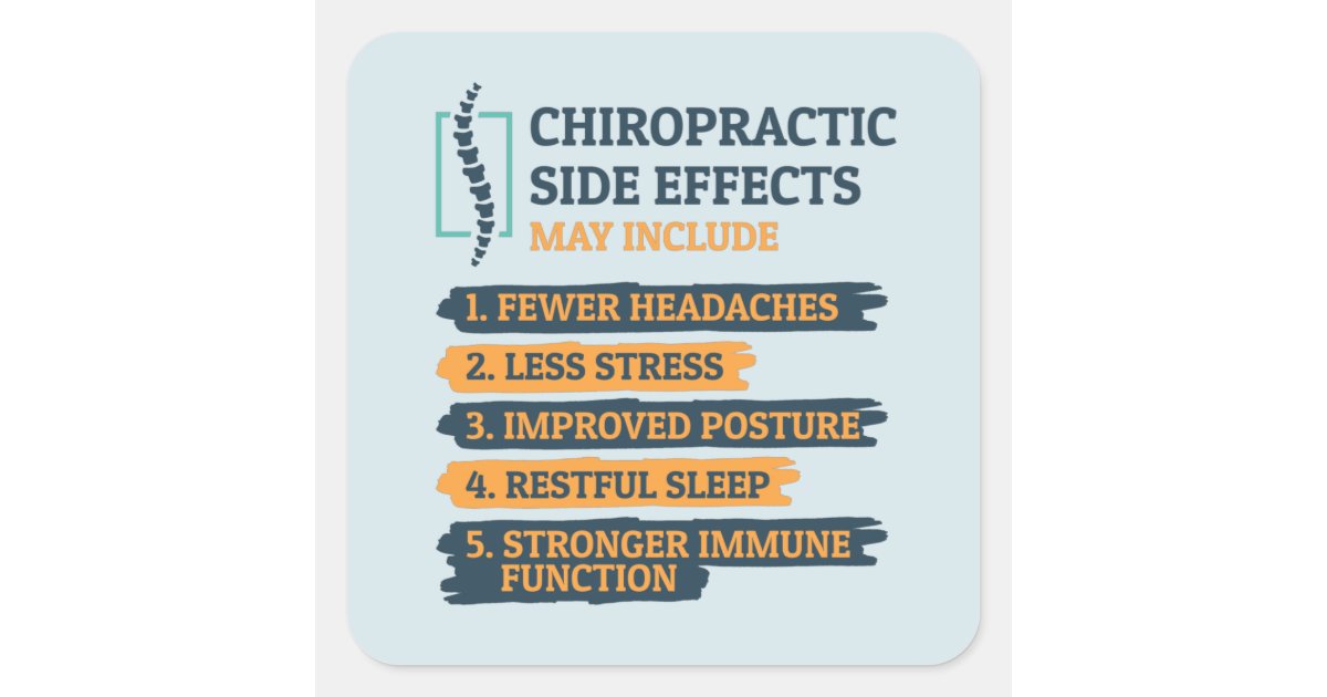 Chiropractic Side Effects Funny Chiro Gag Square Sticker | Zazzle