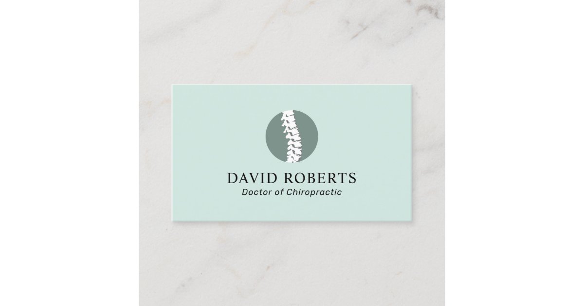 Chiropractic Spine Logo Chiropractor Mint Green Business Card | Zazzle