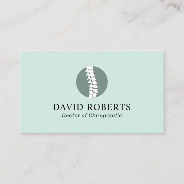 Chiropractic Spine Logo Chiropractor Mint Green Business Card | Zazzle