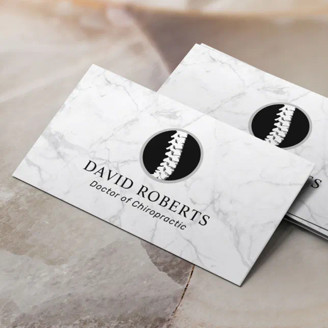 Chiropractic Spine Logo Trendy Marble Chiropractor Business Card | Zazzle