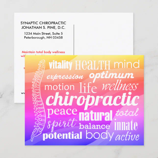 Chiropractic Word Collage Reactivation Recall Post Postcard | Zazzle