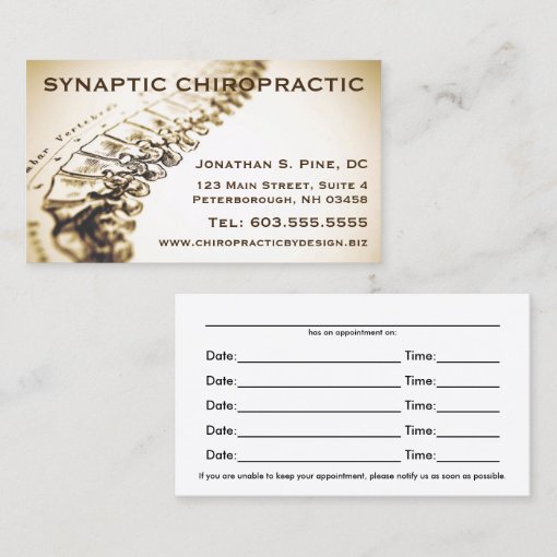 Chiropractor Appointment Cards | Zazzle