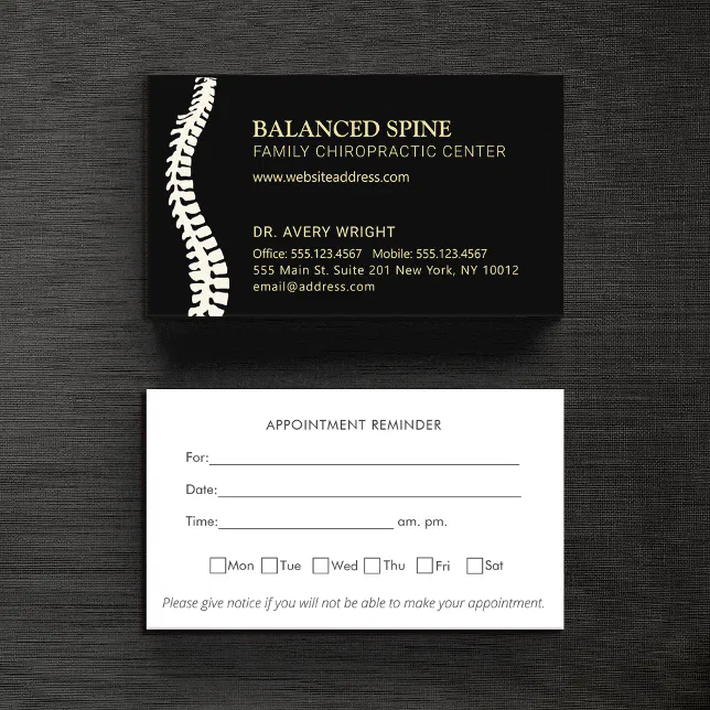 Chiropractor Chiropractic Appointment Reminder Business Card | Zazzle