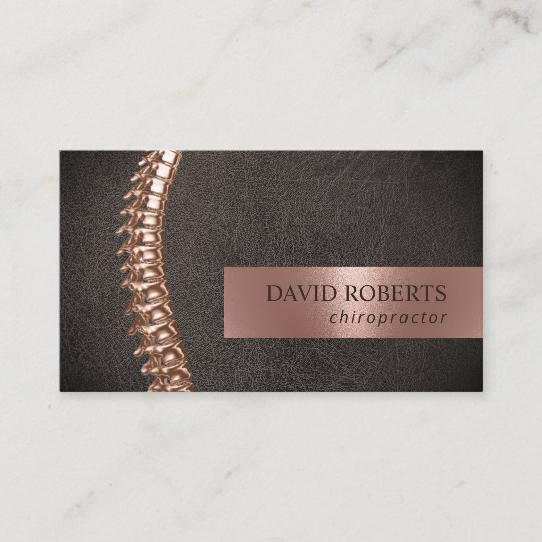 Chiropractor Chiropractic Rose Gold Spine Leather Business Card | Zazzle