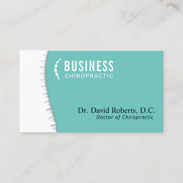 Chiropractor Chiropractic Spine Health Logo Teal Business Card | Zazzle
