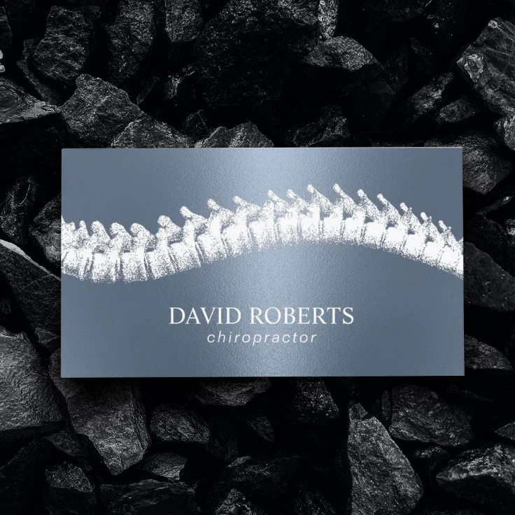 Chiropractor Chiropractic Spine Therapy Dusty Blue Business Card | Zazzle