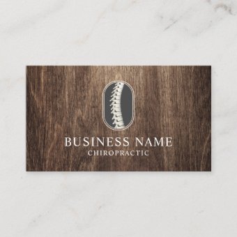 Chiropractor Spine Logo Classy Wood Chiropractic Business Card | Zazzle