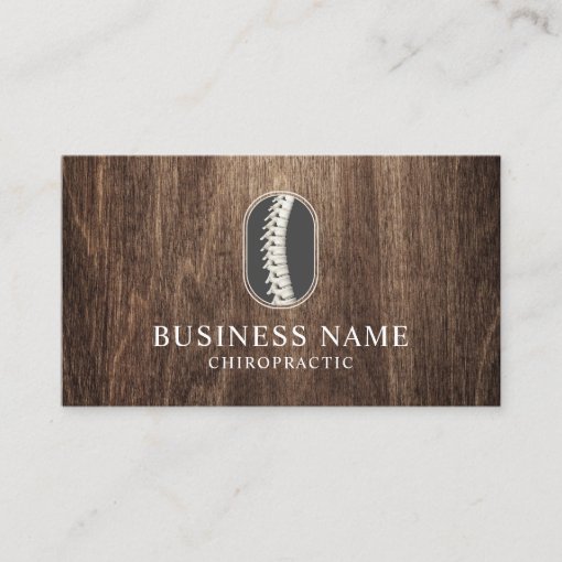 Chiropractor Spine Logo Classy Wood Chiropractic Business Card | Zazzle