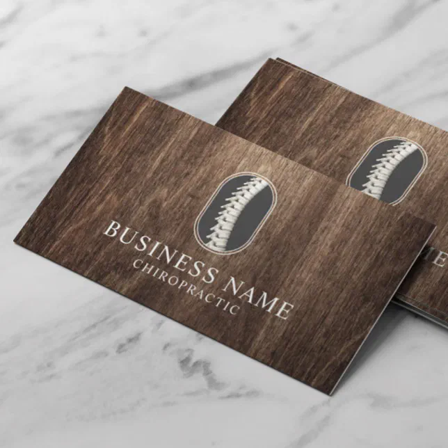 Chiropractor Spine Logo Classy Wood Chiropractic Business Card | Zazzle