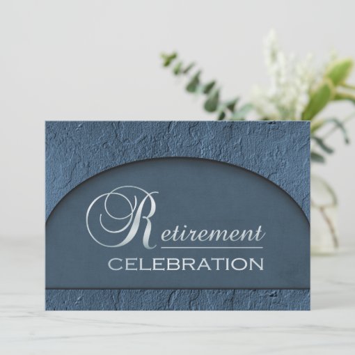 Chiseled Stone Blue Business Executive Retirement Invitation | Zazzle