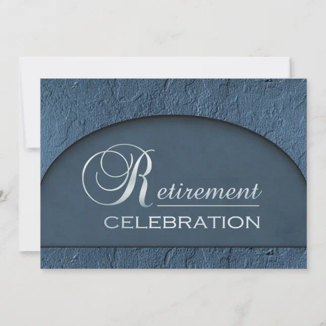 Chiseled Stone Blue Business Executive Retirement Invitation | Zazzle