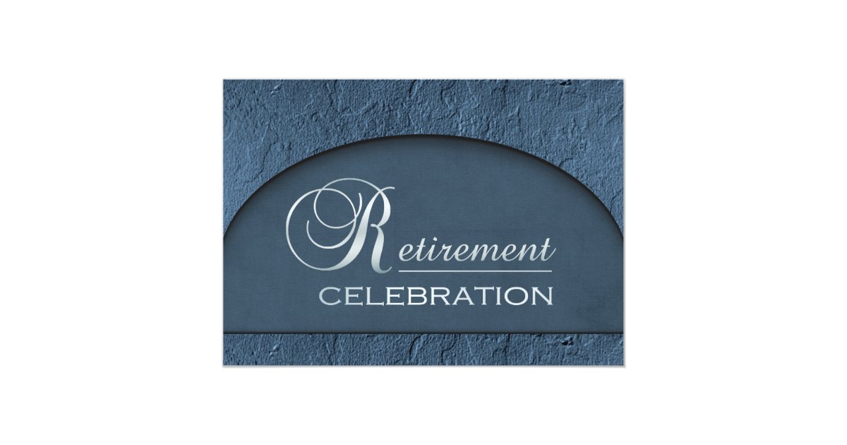 Chiseled Stone Blue Business Executive Retirement Invitation | Zazzle.com