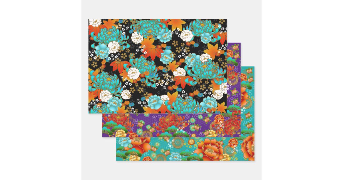 Chiyogami Yuzen Washi Style pattern paper sheets | Zazzle