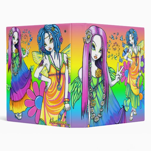 "Chloe & Harmony" Rainbow Hippie Fairy Binder | Zazzle