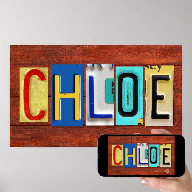 CHLOE License Plate Lettering Name Sign Poster | Zazzle