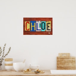CHLOE License Plate Lettering Name Sign Poster | Zazzle