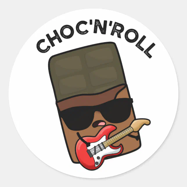 Choc And Roll Funny Chocolate Pun Classic Round Sticker | Zazzle