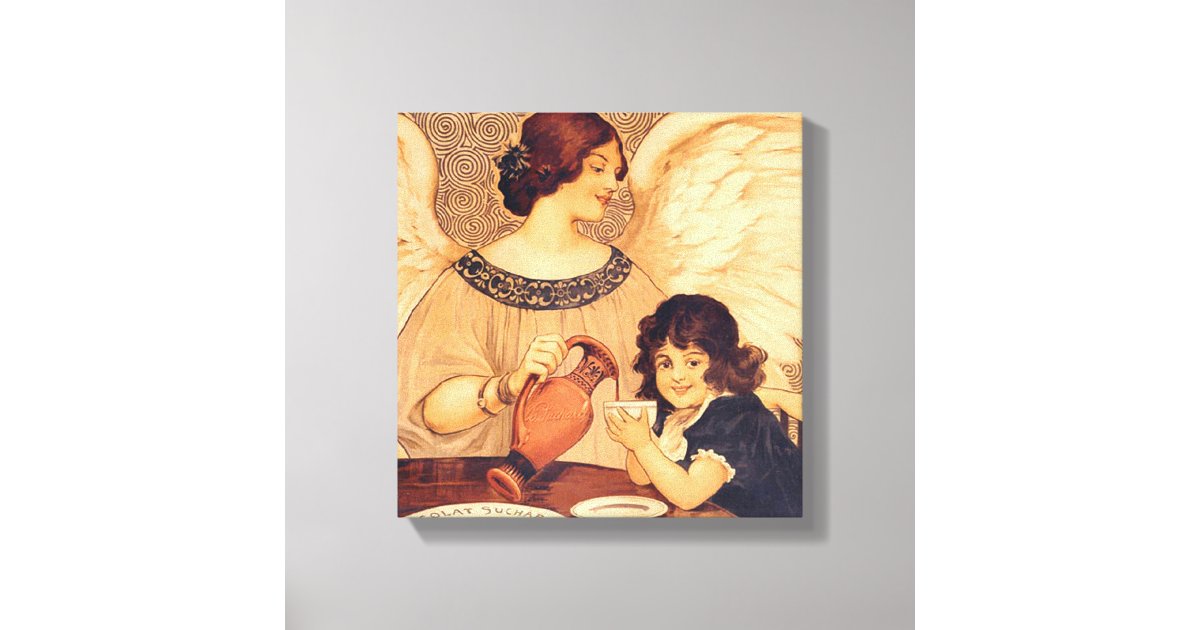 Chocolate Angel French Antique Canvas Print | Zazzle