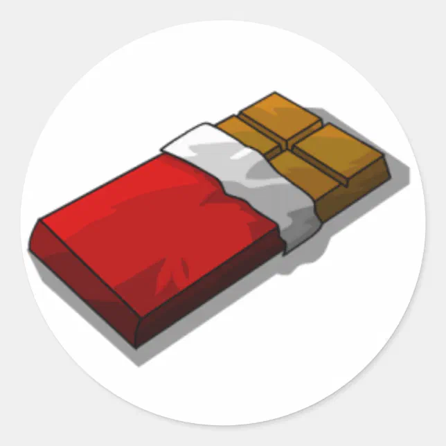 Chocolate Bar in Red Wrapper Classic Round Sticker | Zazzle