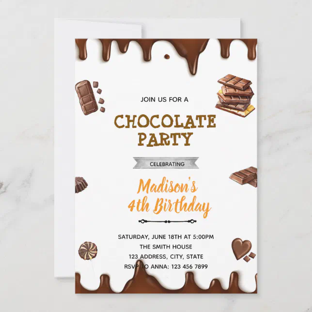 Chocolate birthday invitation | Zazzle