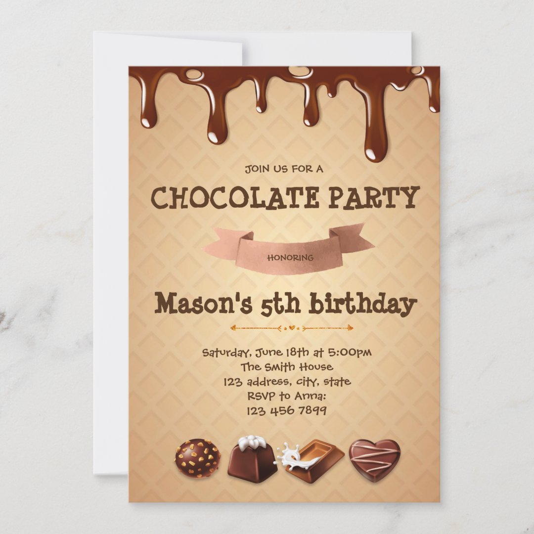 Chocolate birthday party invitation | Zazzle