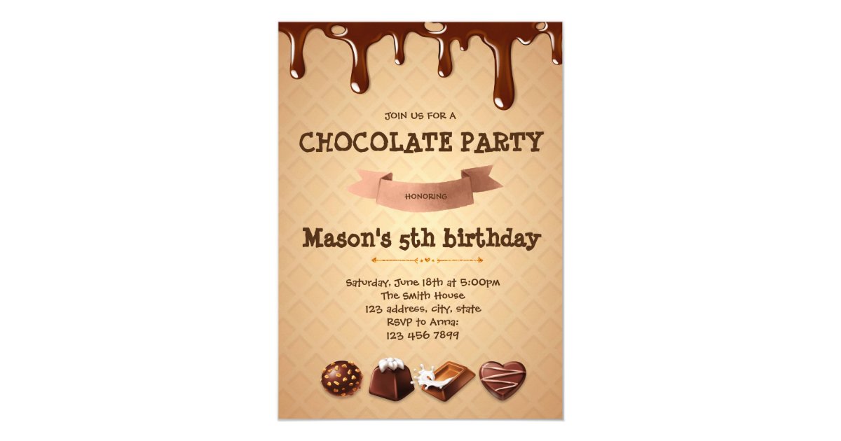Chocolate birthday party invitation | Zazzle.com