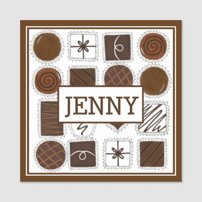 Chocolate Bon Bon Candies Chocolatier Candy Shop Name Tag | Zazzle
