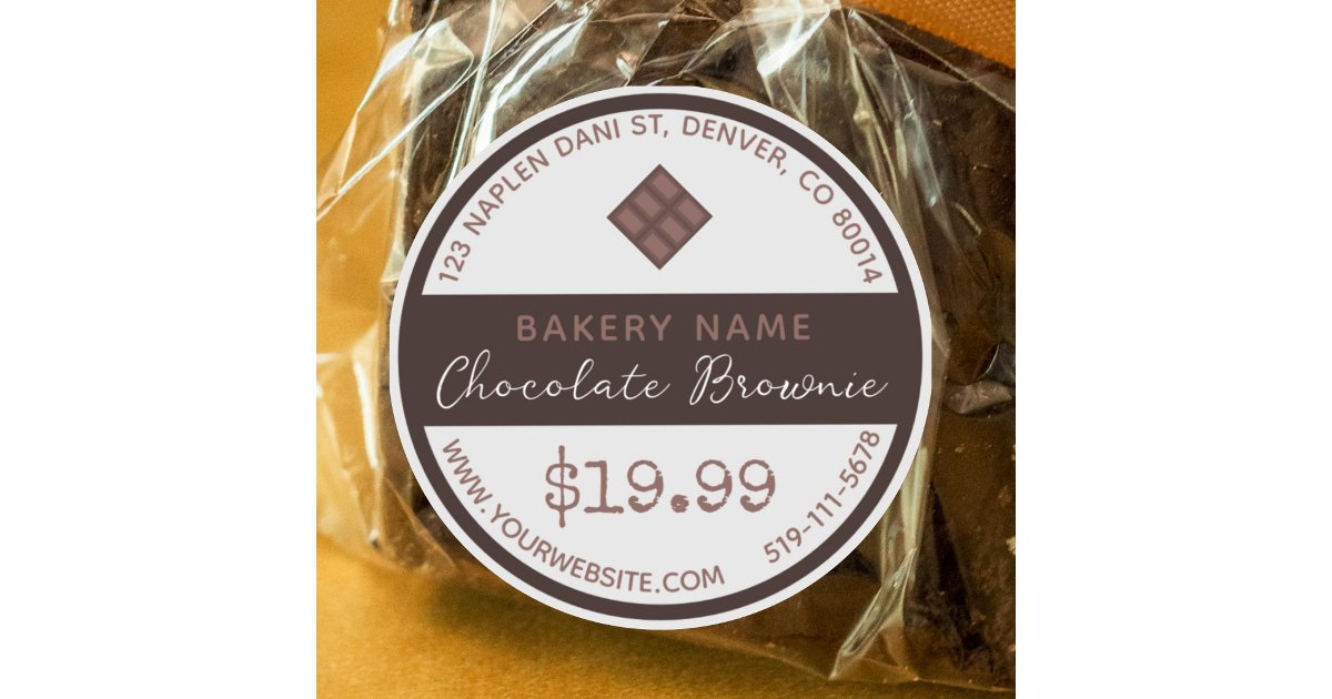 Chocolate Brownie Bakery Round Sticker | Zazzle