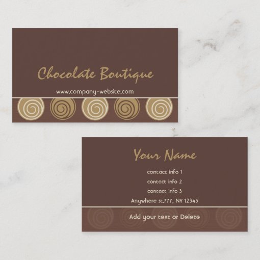 Chocolate Business Card | Zazzle